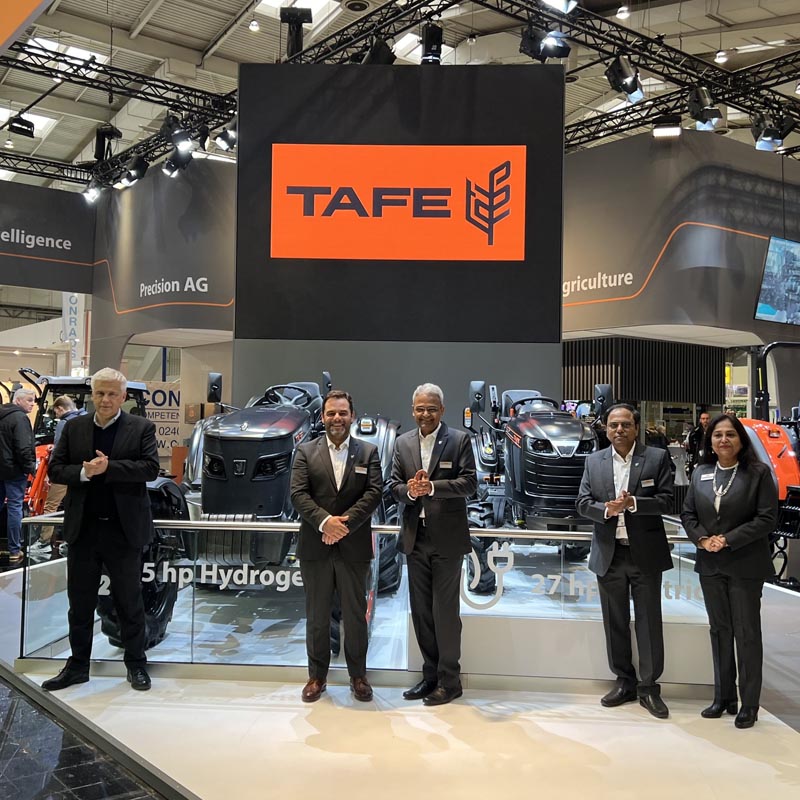 TAFE unveils Electric tractor, showcases H2ICE Concept at AGRITECHNICA 2023 | Autoguideindia
