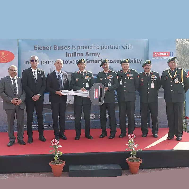 Eicher Trucks and Buses delivers 6 electric buses to Indian army ...