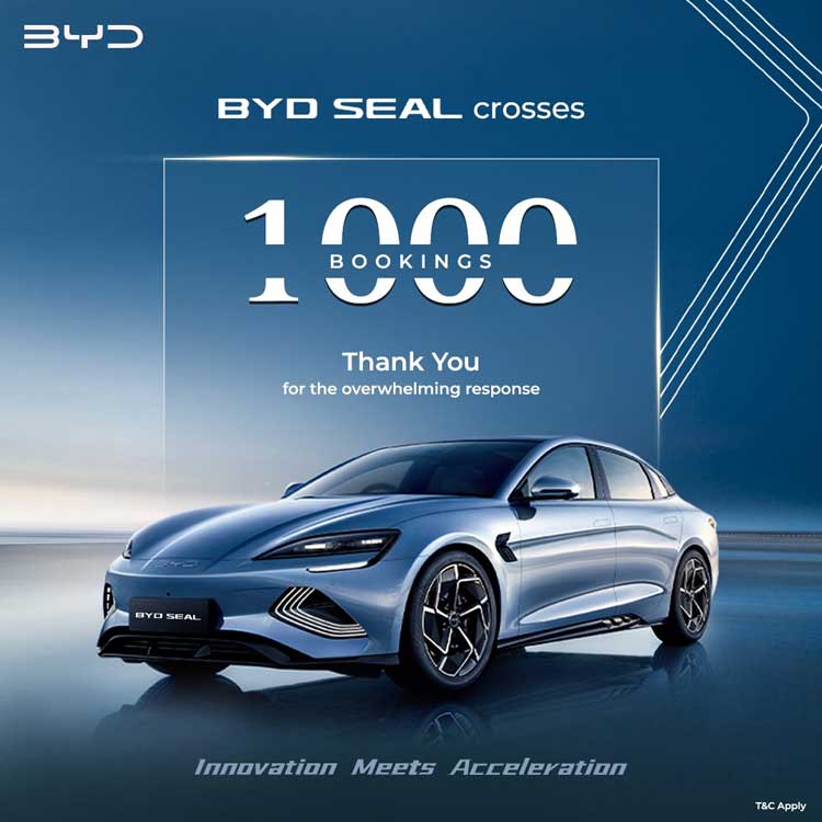 BYD Seal achieves significant milestone by surpassing 1000 bookings in ...