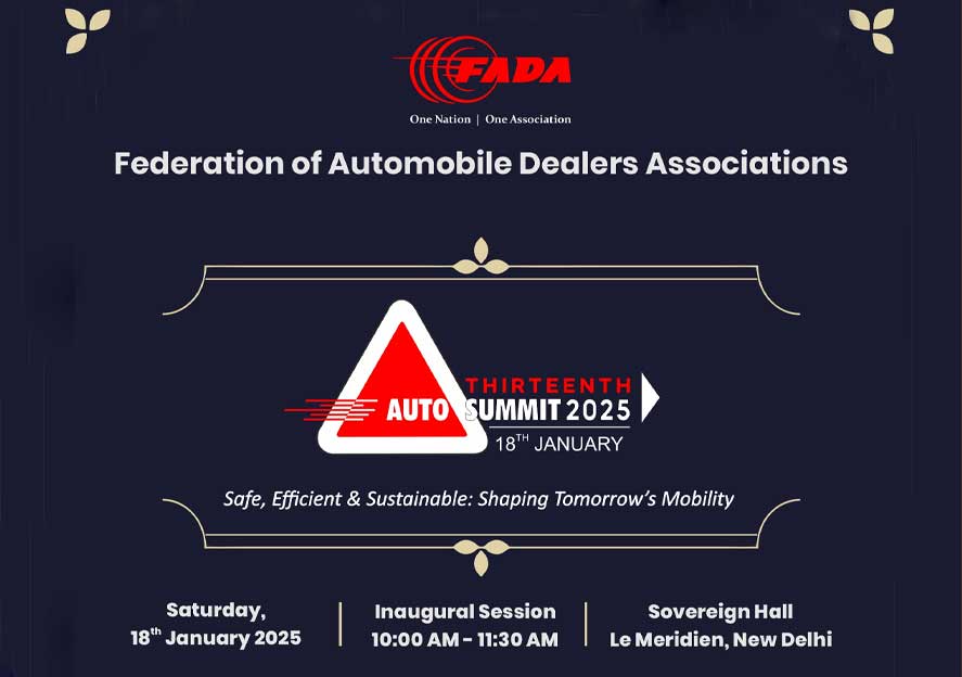 FADA announces the 13th Auto Summit 2025, scheduled for 18th January in ...