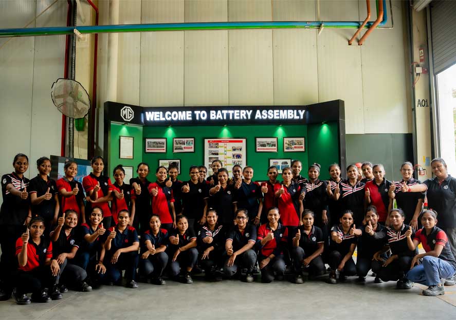 JSW MG Motor India achieves 80% women workforce at battery assembly ...