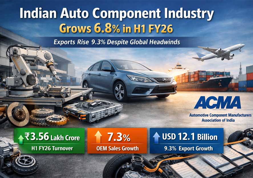 Indian Auto Component Industry grows 6.8% in H1 FY26: ACMA | Autoguideindia
